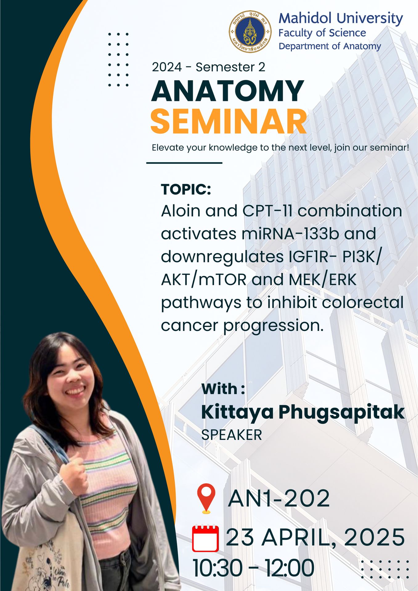 Schedule Anatomy Seminar (2024 – Semester II) – #Anatomy SC Mahidol # ...
