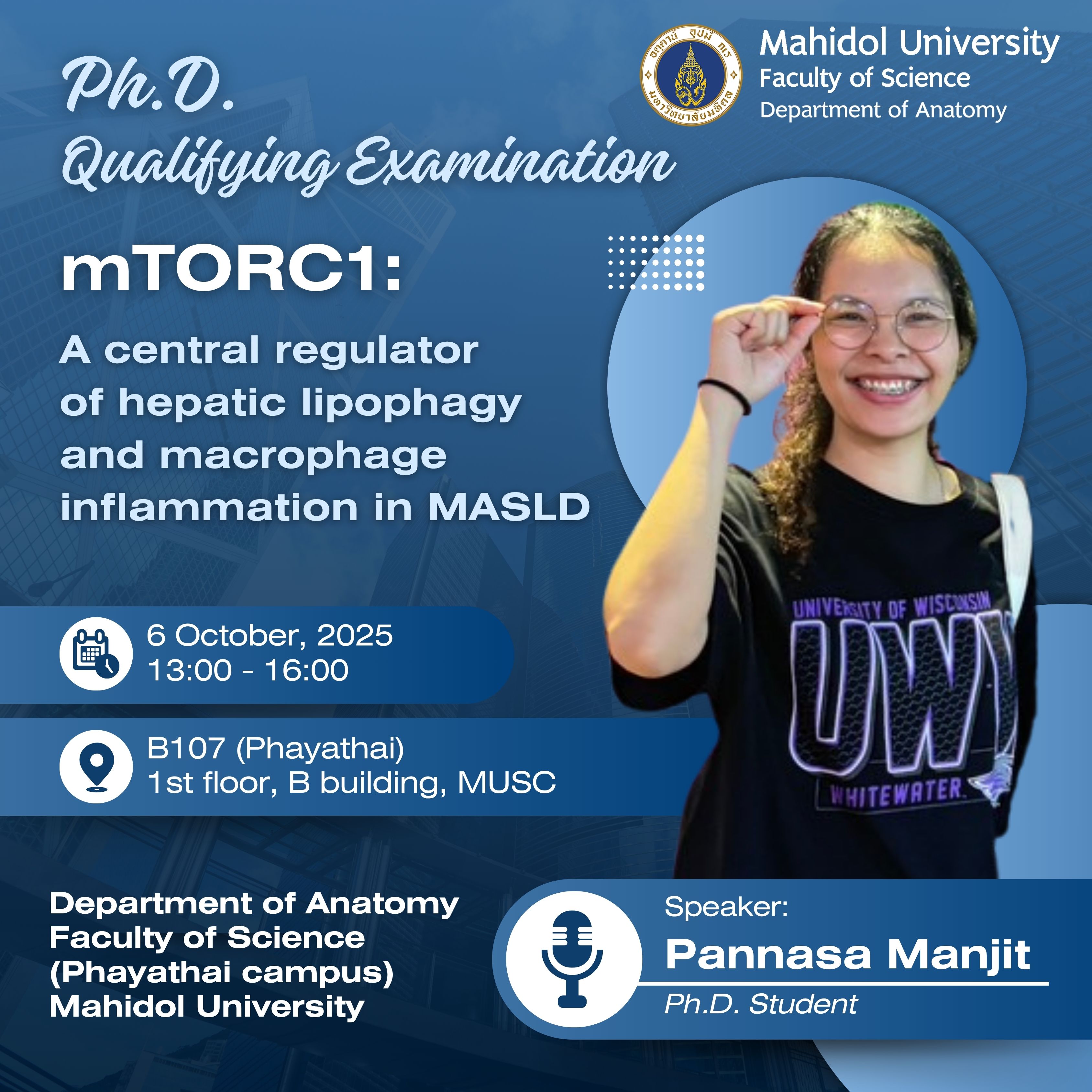 Pannasa Manjit’s Ph.D. Qualifying Examination on Monday 6th October 2025, 13:00-16:00, @B107 ...